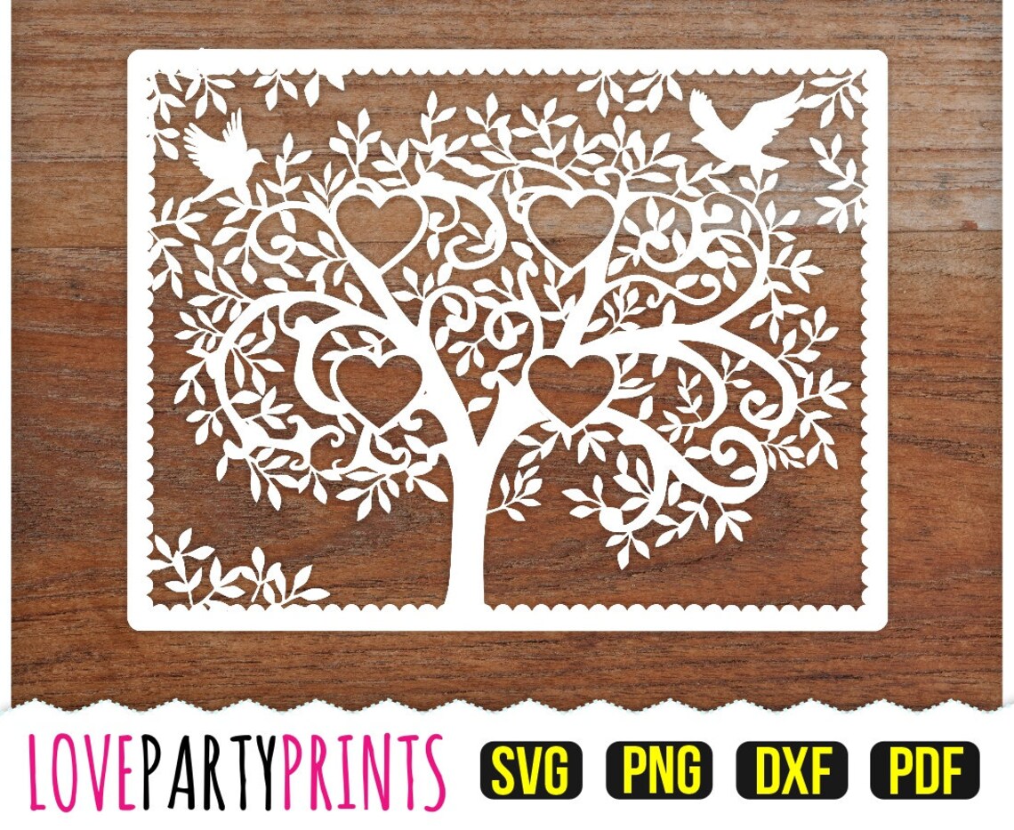 4 Name Family Tree Papercut Template PDF and PNG Clip Art With - Etsy