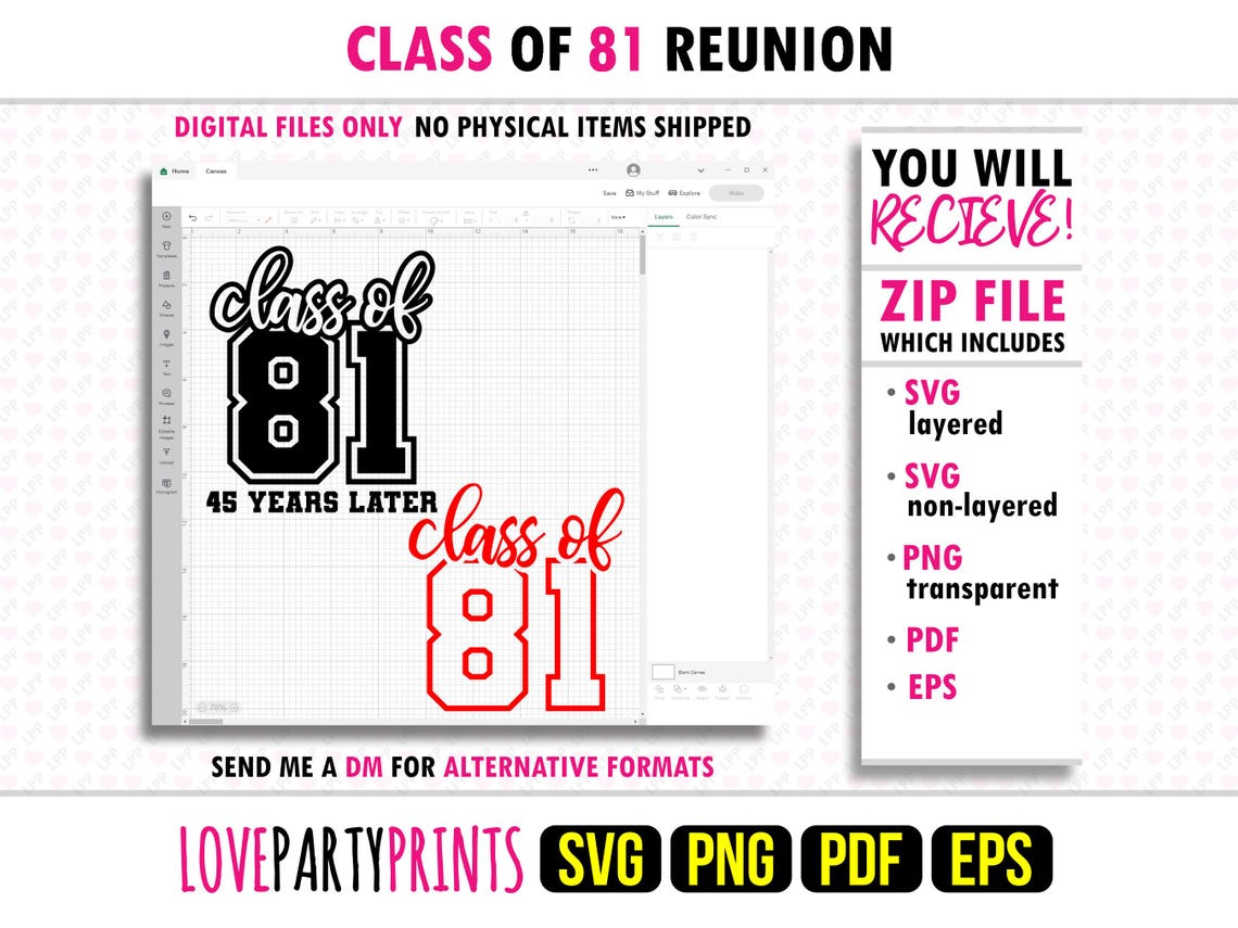 Reunion Class 81 SVG Png Pdf Eps, Class of 1981, 80s Graduate Senior ...