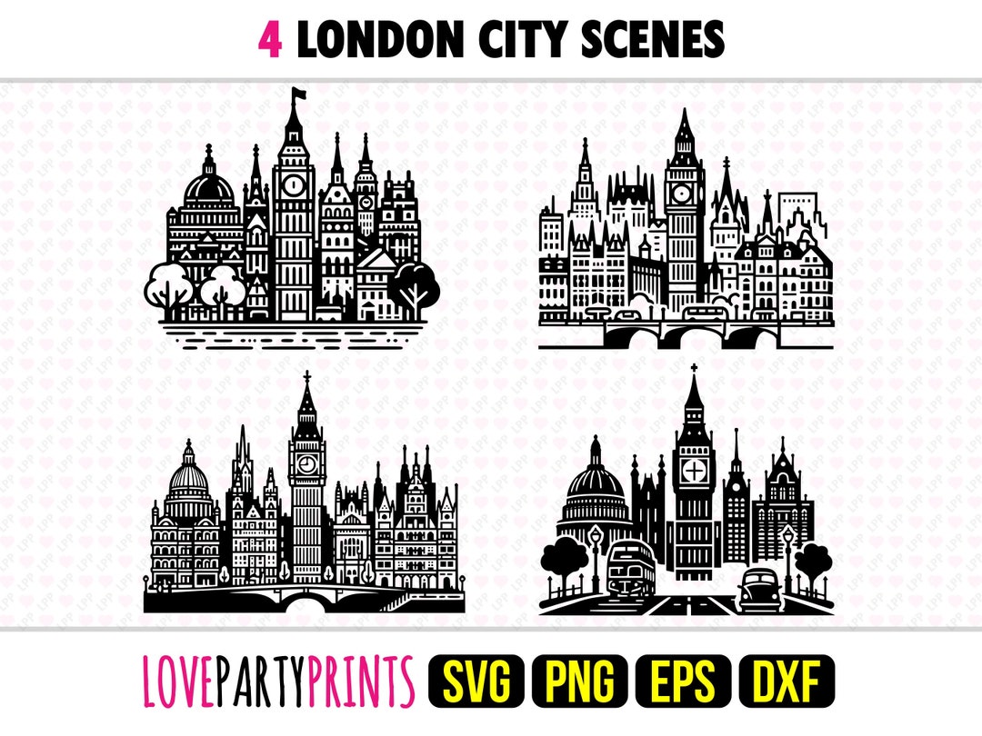 London SVG Bundle, PNG, EPS, Dxf, City Skyline Svg, Big Ben Svg ...