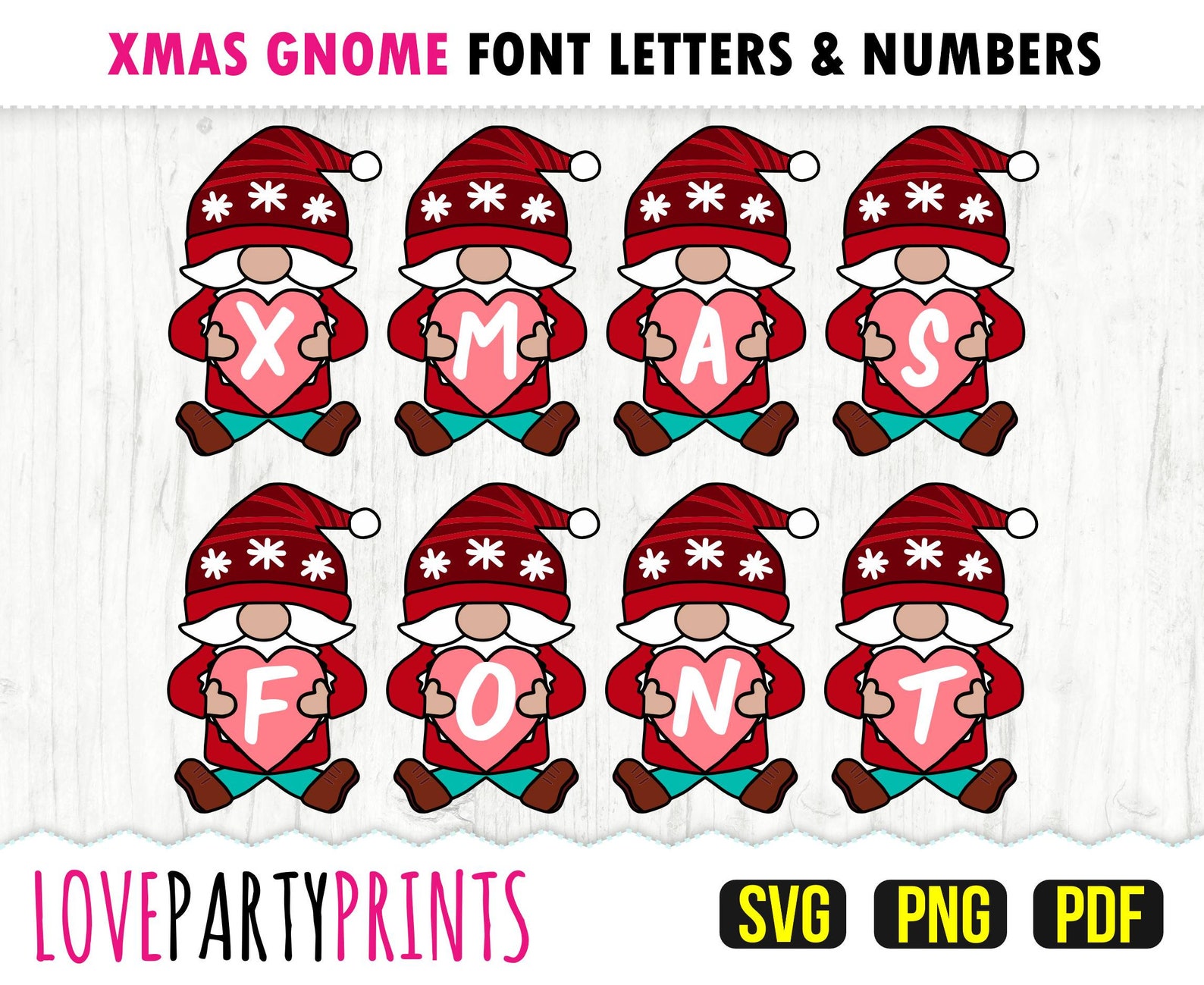 XMAS GNOME FONT Svg Png and Pdf Files Gnome Alphabet Gnome - Etsy
