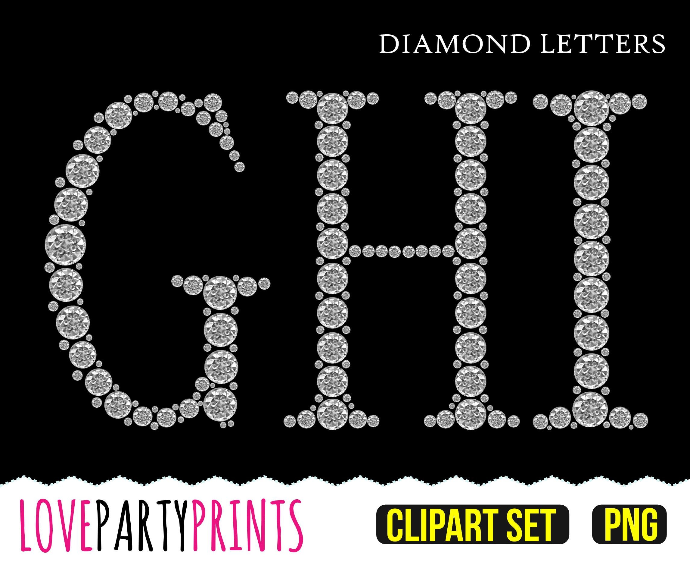 DIAMOND LETTERS PNG Files Full Diamond Alphabet 300dpi High - Etsy