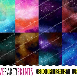 Space Backgrounds Digital Paper, 12x12" JPG 300dpi, Starry Night ...
