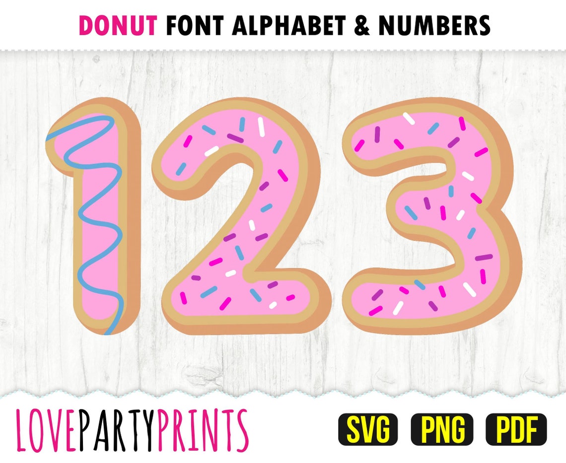 DONUT FONT SVG Png and Pdf Files 300dpi High Quality - Etsy