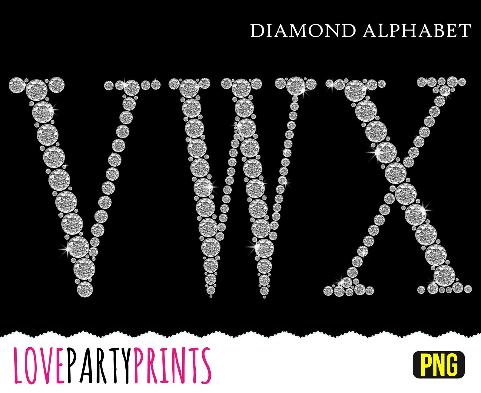 DIAMOND FONT PNG Files Full Diamond Alphabet 300dpi High - Etsy
