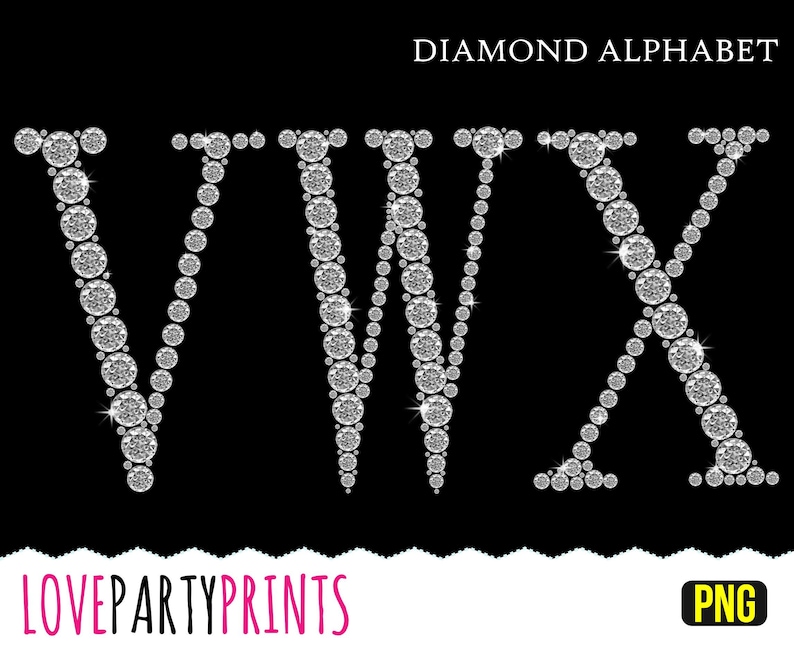 DIAMOND FONT PNG Files Full Diamond Alphabet 300dpi High - Etsy