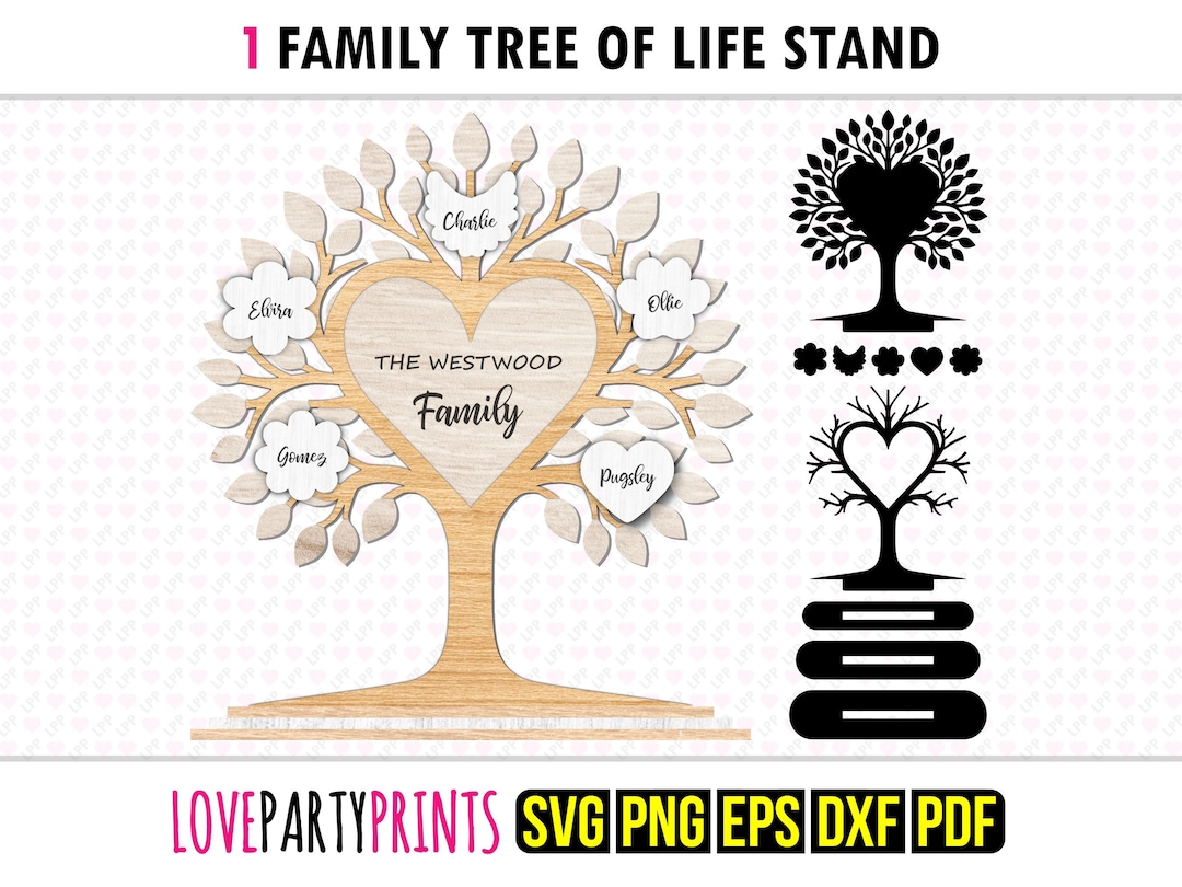 Family Tree of Life Stand SVG, DXF, Png, Eps, Pdf, Standing Plywood ...