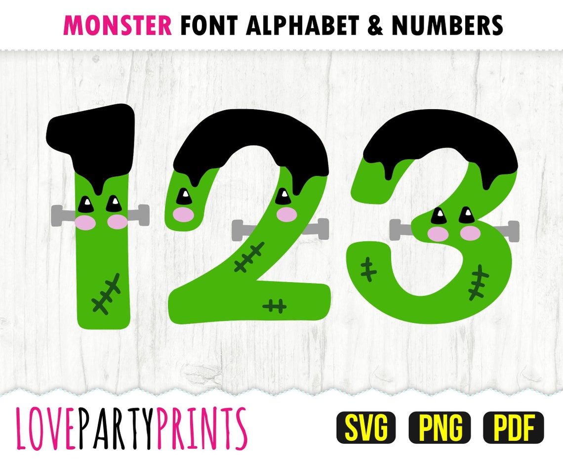 MONSTER FONT SVG, Png, Pdf, Monster Alphabet, Monster Numbers, Monster ...