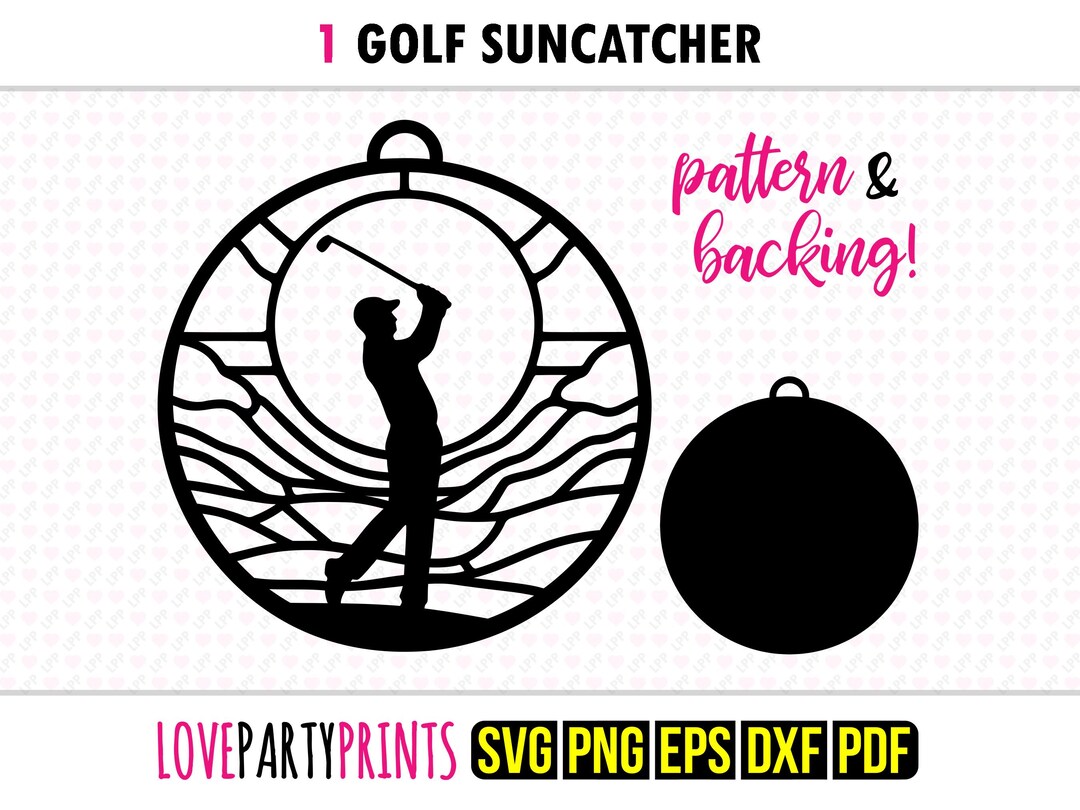 Golf Suncatcher SVG, Dxf, Png, Pdf, Eps, Sport Window Ornament Sun ...