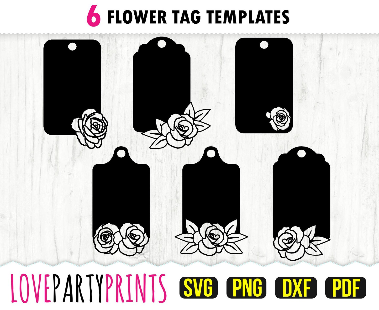 Flower Tags Svg DXF PNG PDF Tags Cut File Gift Tag Svg - Etsy