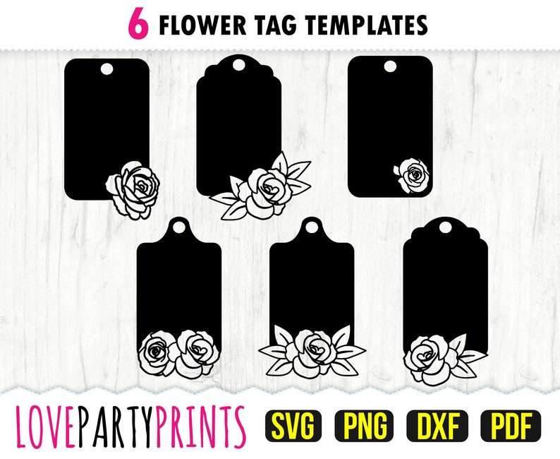 Flower Tags Svg DXF PNG PDF Tags Cut File Gift Tag Svg - Etsy