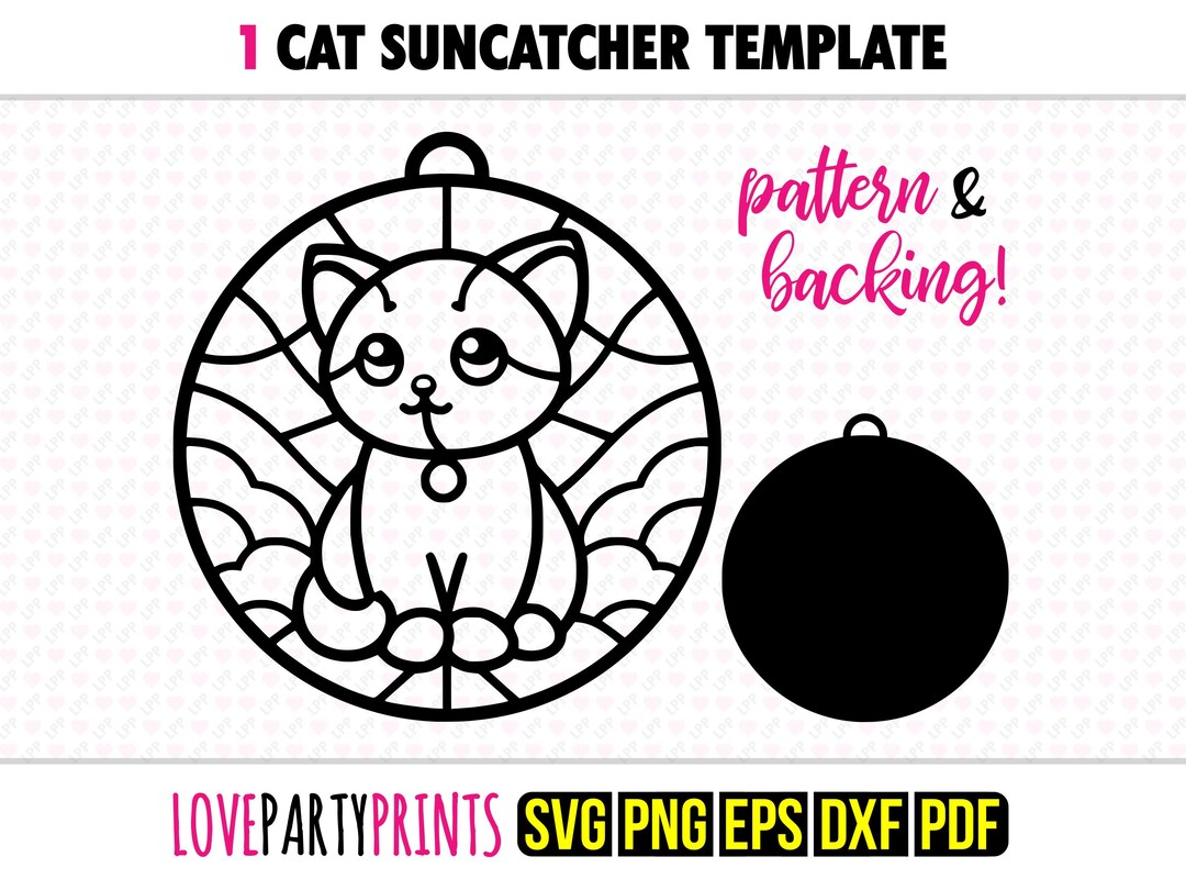Cat SVG Suncatcher, Dxf, Png, Pdf, Eps, Kitten Window Ornament Sun ...