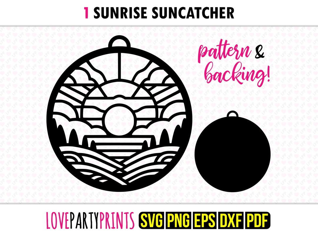Sunrise Suncatcher SVG, Dxf, Png, Pdf, Eps, Window Ornament Sun Catcher ...