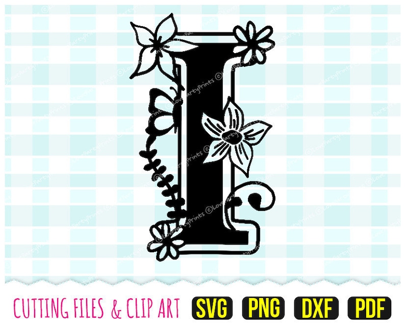 Floral Initial Svg DXF PNG PDF Alphabet Svg Printable | Etsy