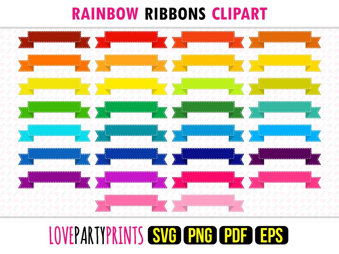 Kids Ribbons Clipart SVG, PNG EPS Pdf, 30 Banner Templates, Colorful ...