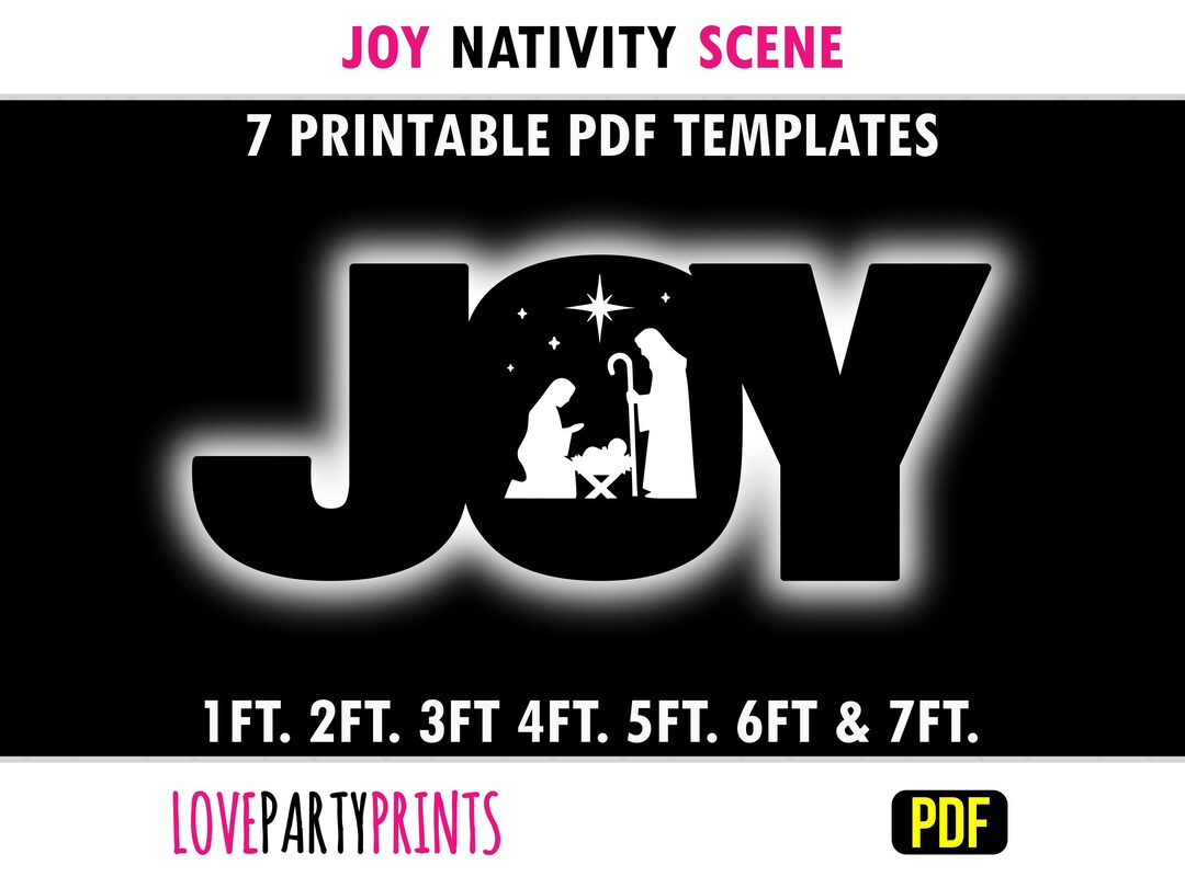 JOY Nativity Scene Templates PDF, Life Size Outdoor Lawn Silhouette 1ft ...