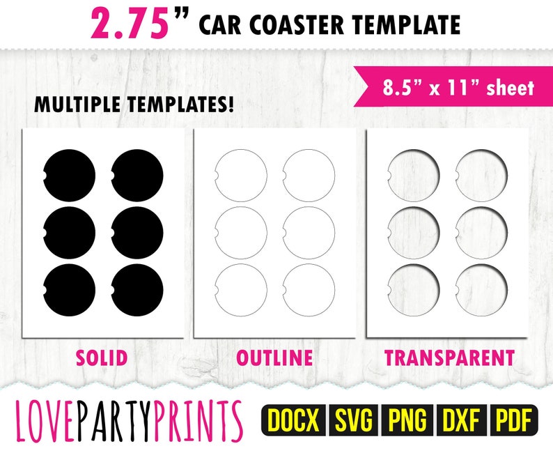 2.75inch Car Coaster Template Svg, Pdf, Png, Dxf, Blank Car Coaster ...