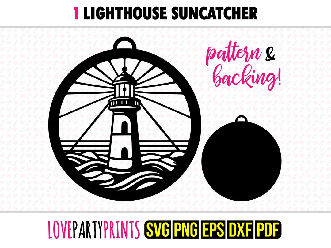 Lighthouse Suncatcher SVG, Dxf, Png, Pdf, Eps, Nautical Ornament Sun ...