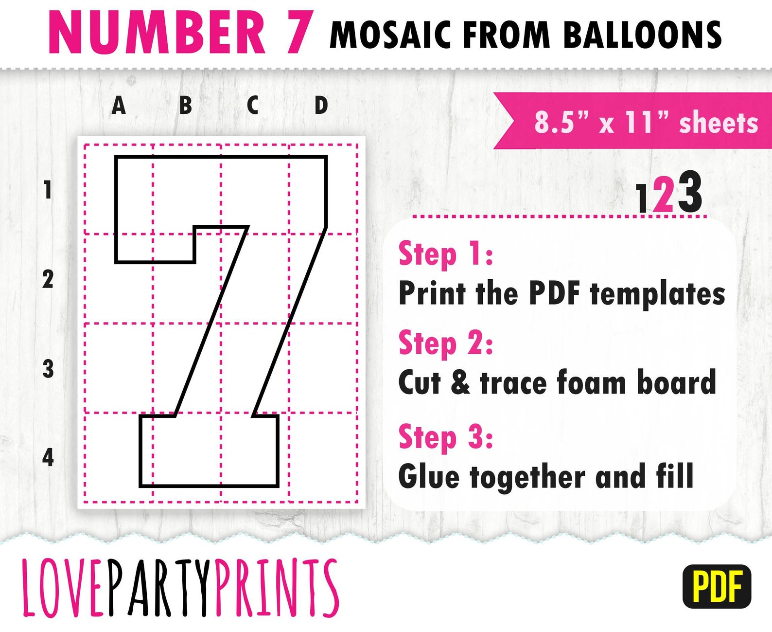 Square Number 7 Mosaic From Balloons 1ft 2ft 3ft 4ft - Etsy