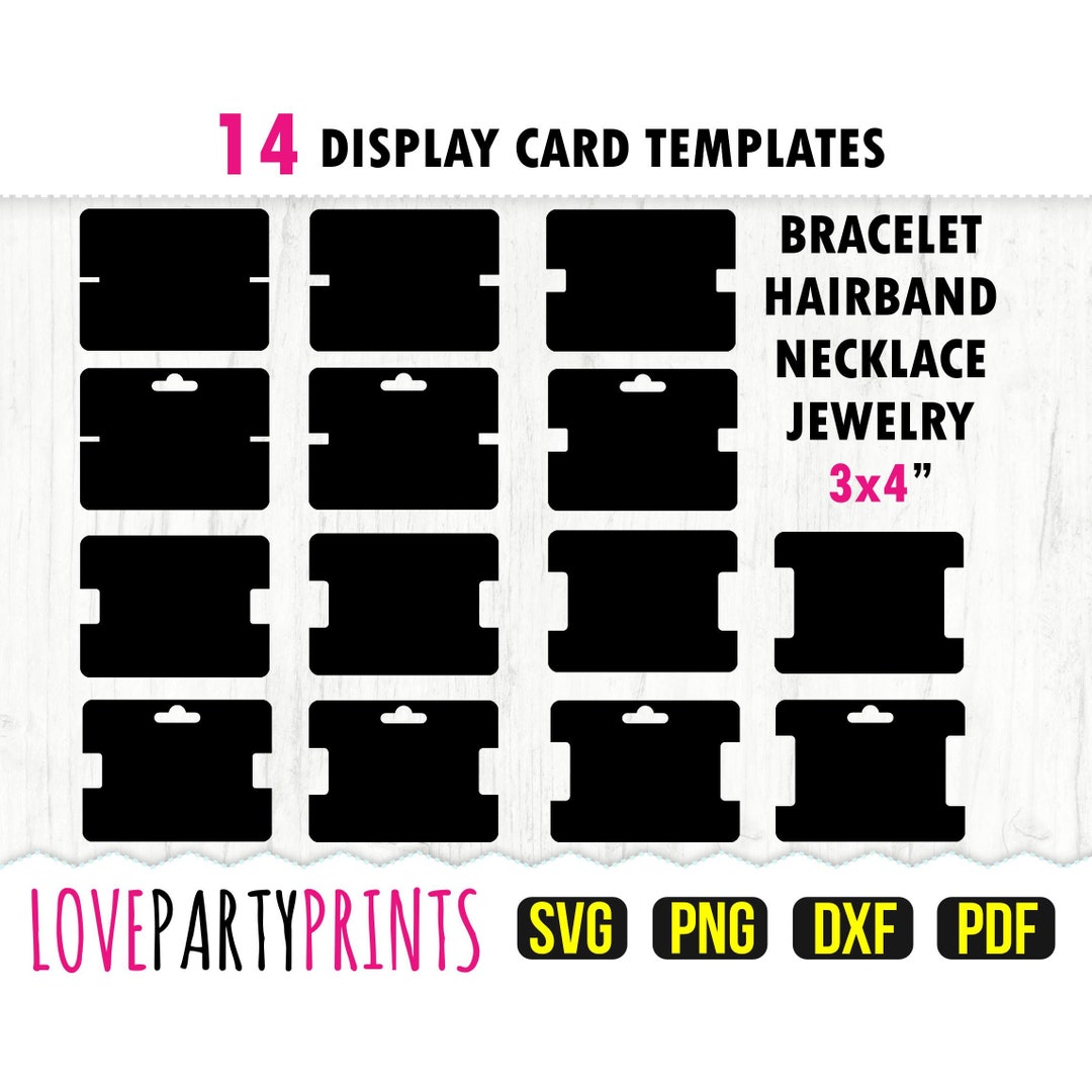 Bracelet Card Template Svg, DXF, PNG, PDF, Bracelet Holder Card 3x4 ...