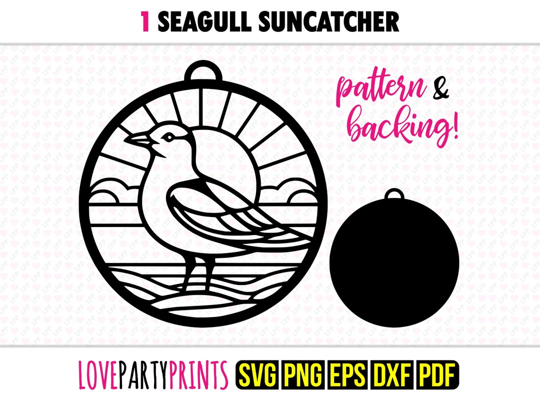 Seagull Suncatcher SVG, DXF, PNG, Pdf, Eps, Beach Ornament Sun Catcher ...