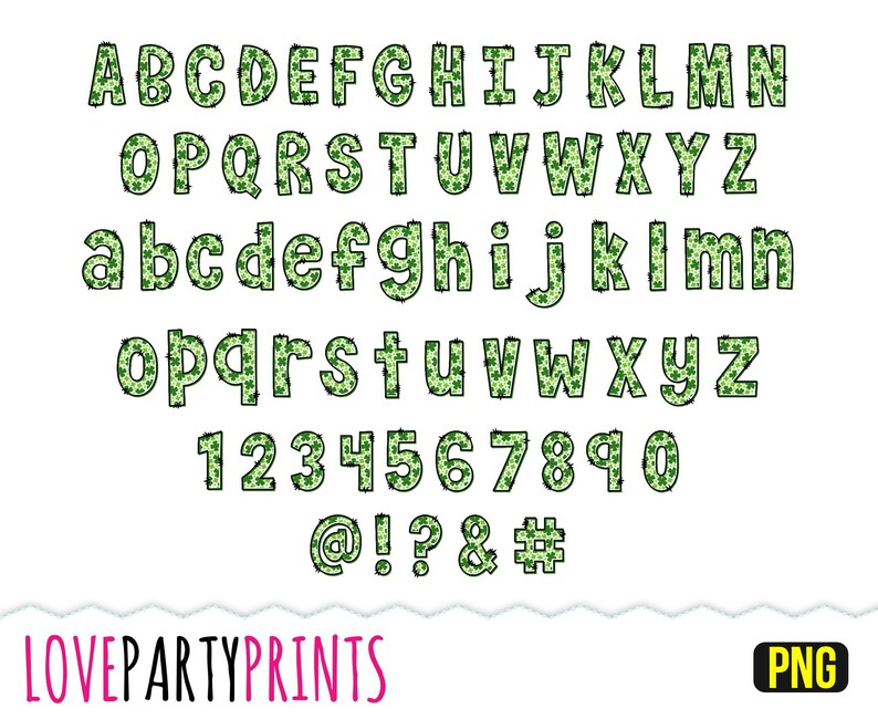 Patricks Day Letters and Numbers PNG Bundle Uppercase & - Etsy
