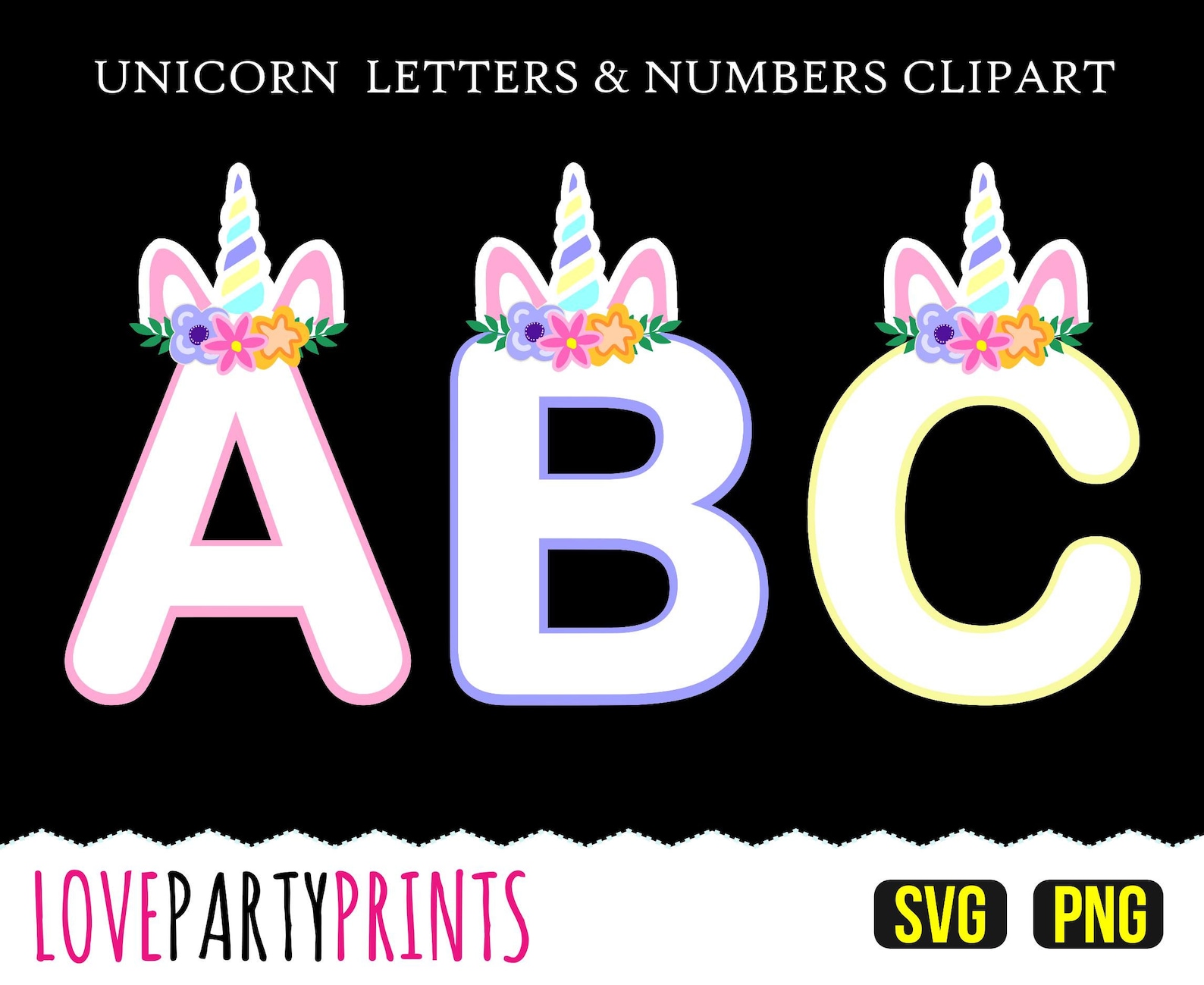 UNICORN ALPHABET Svg Png and Pdf Files Unicorn Font Unicorn - Etsy