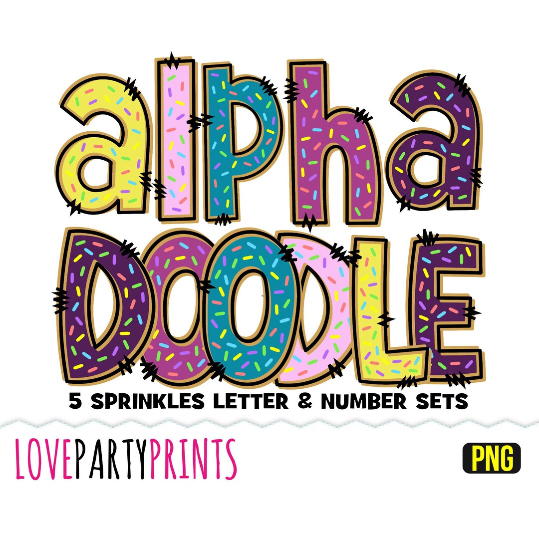 Sprinkles Doodle Alphabet Letters Numbers, Uppercase & Lowercase, Donut ...