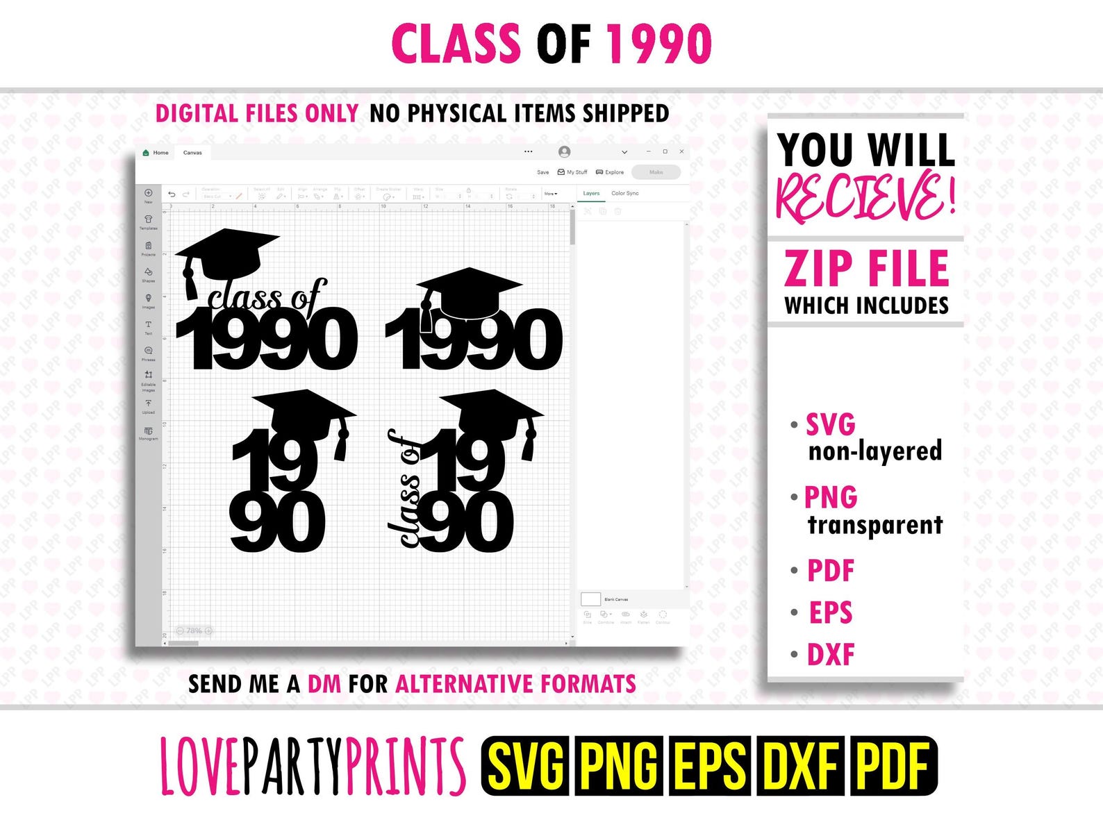 Class of 1990 Svg, Dxf, Pbg, Pdf, Eps, Graduation 1990 Svg, 90s ...