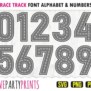 Road Font SVG, PNG, PDF, Road Letters Svg, Road Numbers Svg, Race Track ...