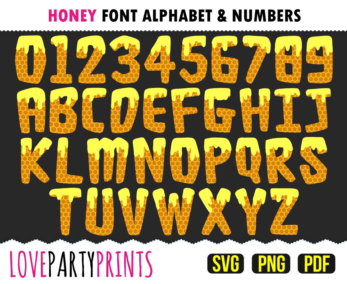 HONEY FONT SVG Png and Pdf Files 300dpi High Quality - Etsy UK