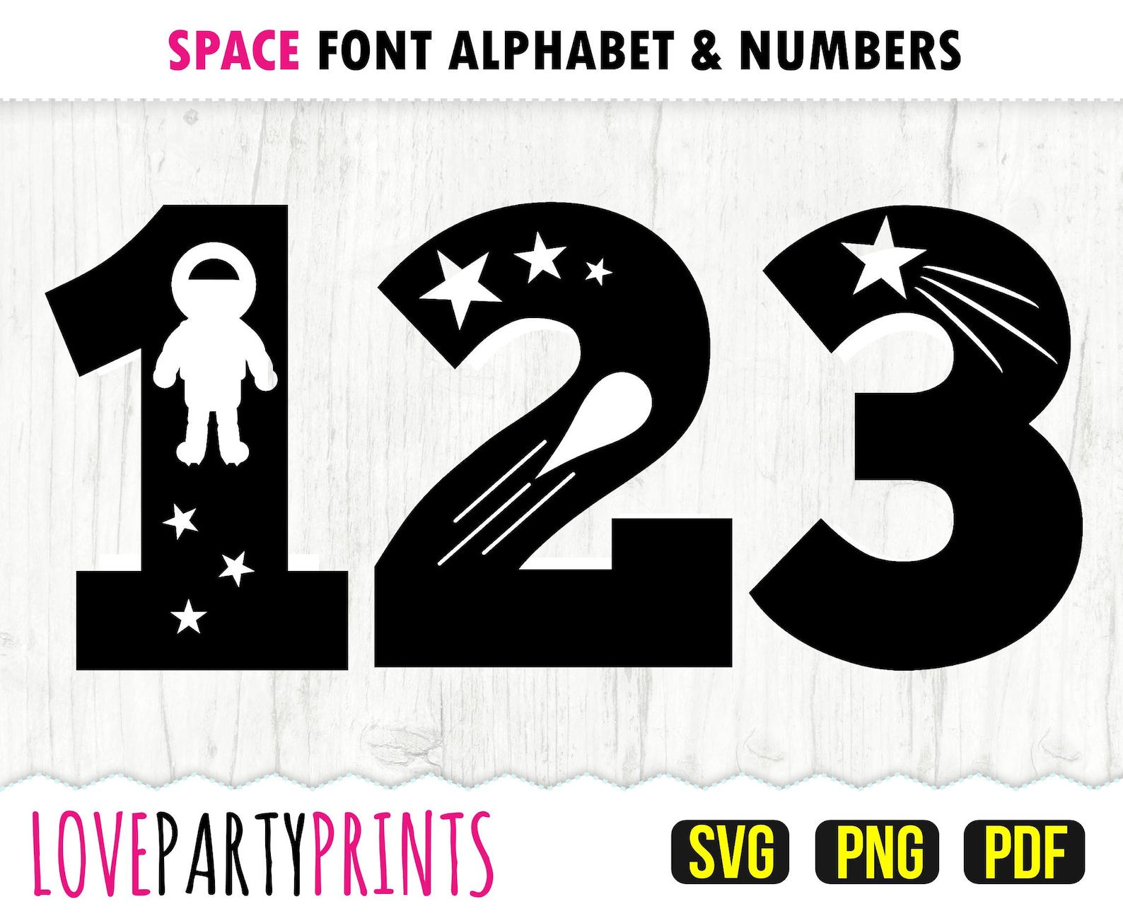 SPACE FONT SVG, Png, Pdf, Space Alphabet and Numbers Clipart, Kids ...