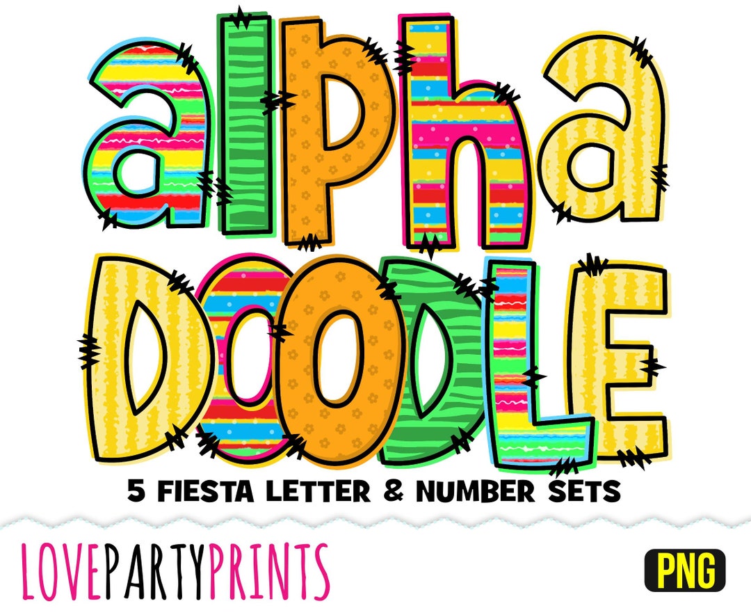 Fiesta Doodle Alphabet Bundle Uppercase & Lowercase Cinco De - Etsy