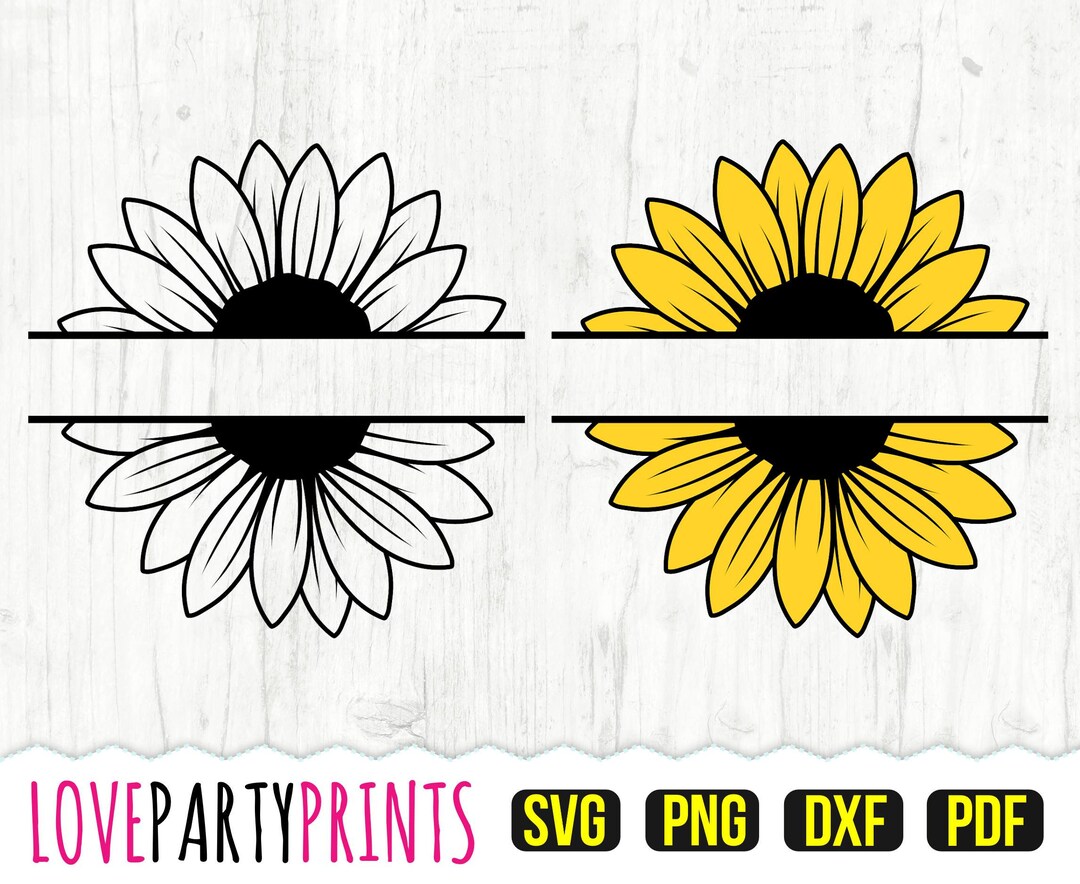 Split Sunflower SVG, DXF, PNG, Pdf, Split Flower Svg, Sunflower ...