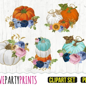Vintage Pumpkin Clipart, PNG Format, Glitter Pumpkins, Vintage Pumpkin ...