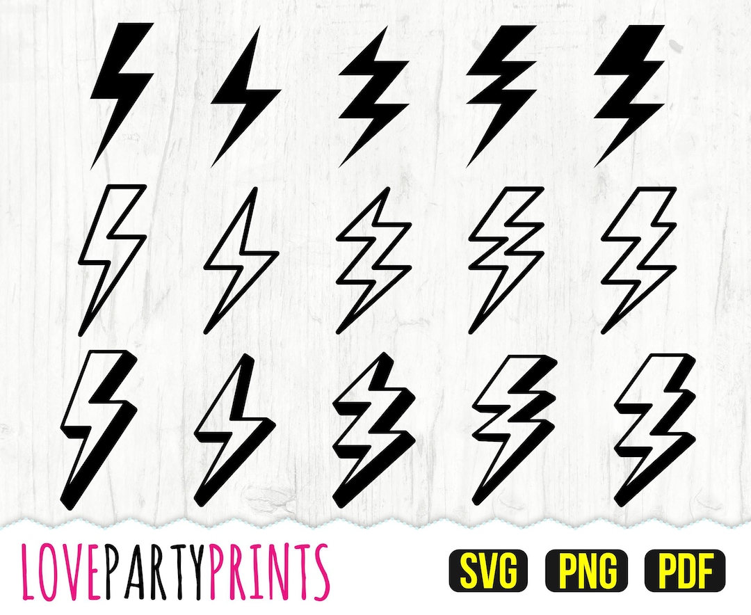 Lightning Bolt SVG PNG Pdf Lightening Bolt Svg Thunder - Etsy