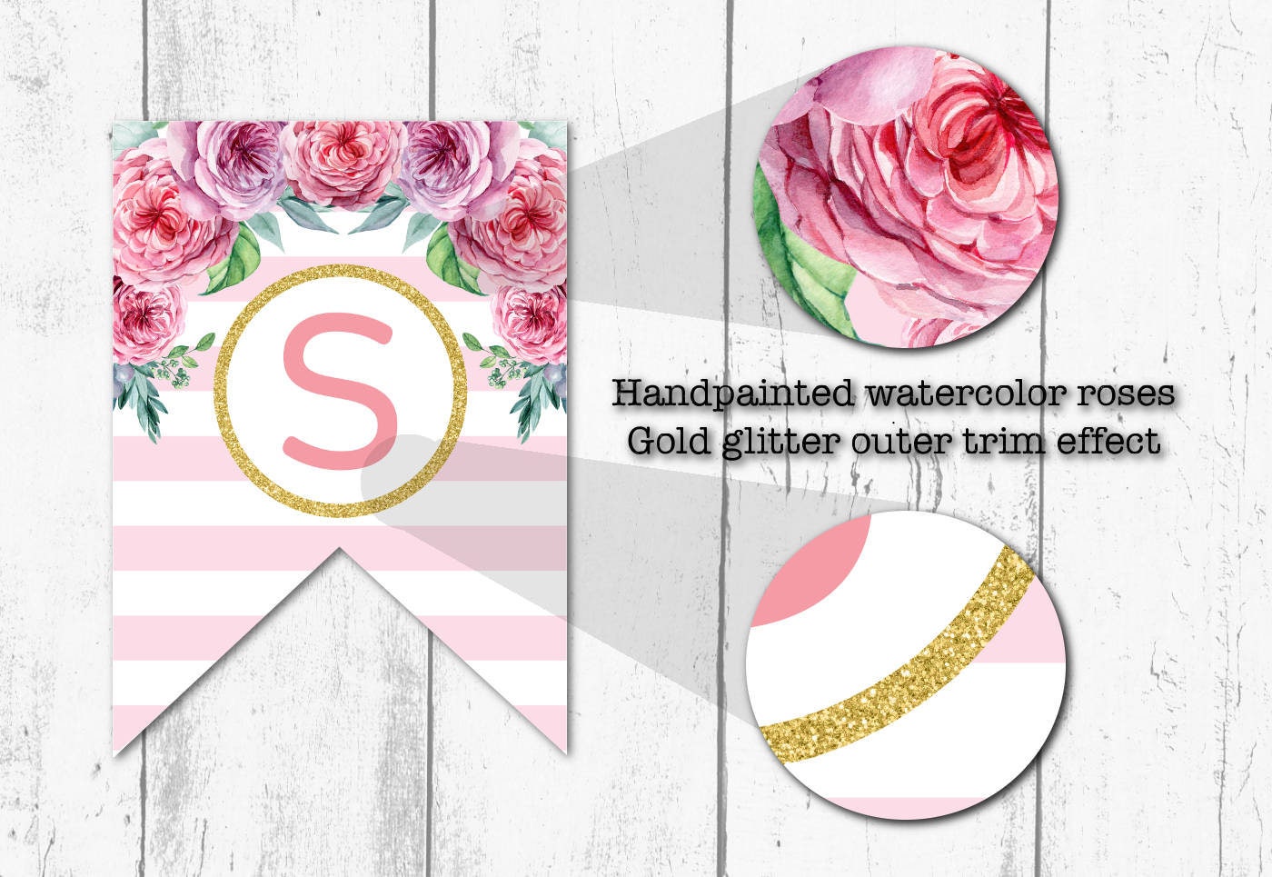 Floral Printable Banner Full Alphabet and Numbers Instant - Etsy