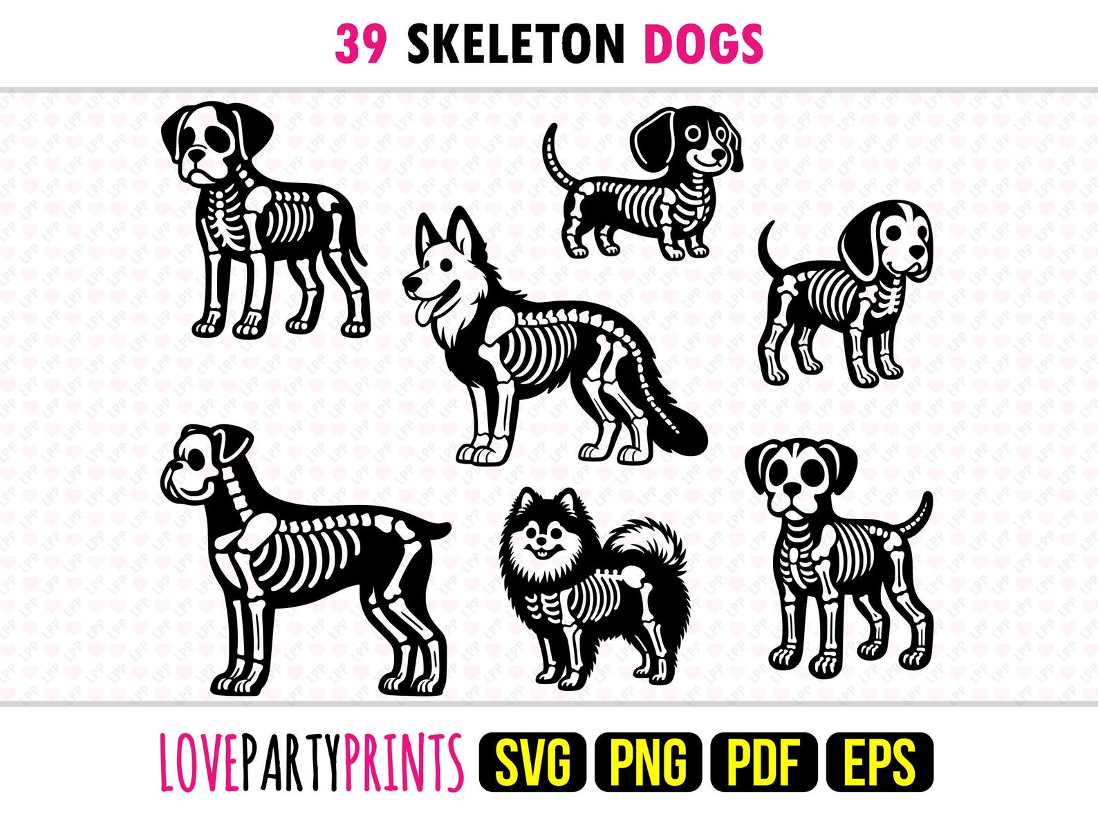 Dog Skeleton SVG Bundle, EPS, PNG, Pdf, Shepherd, Bulldog, Husky ...
