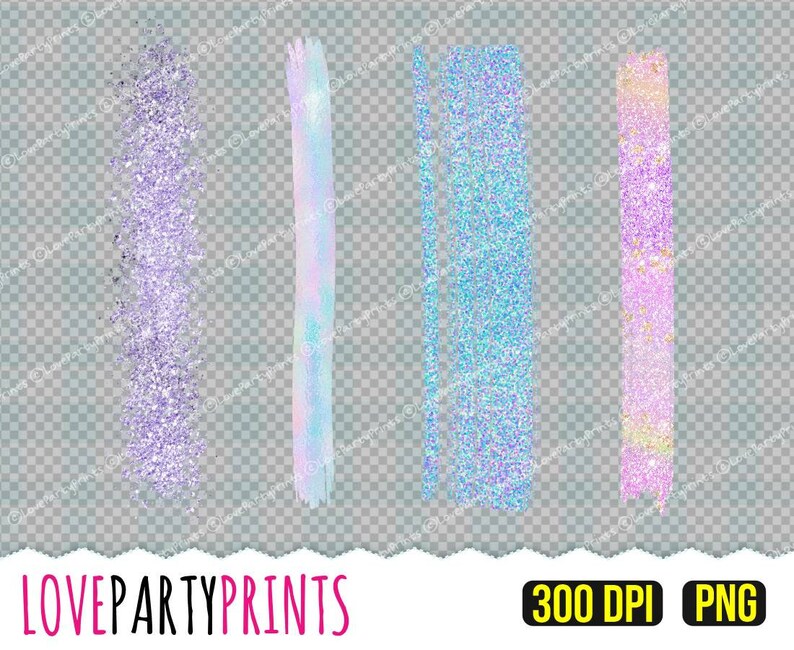 Rainbow Brush Strokes Clipart, PNG Format 300dpi, Rainbow Glitter ...
