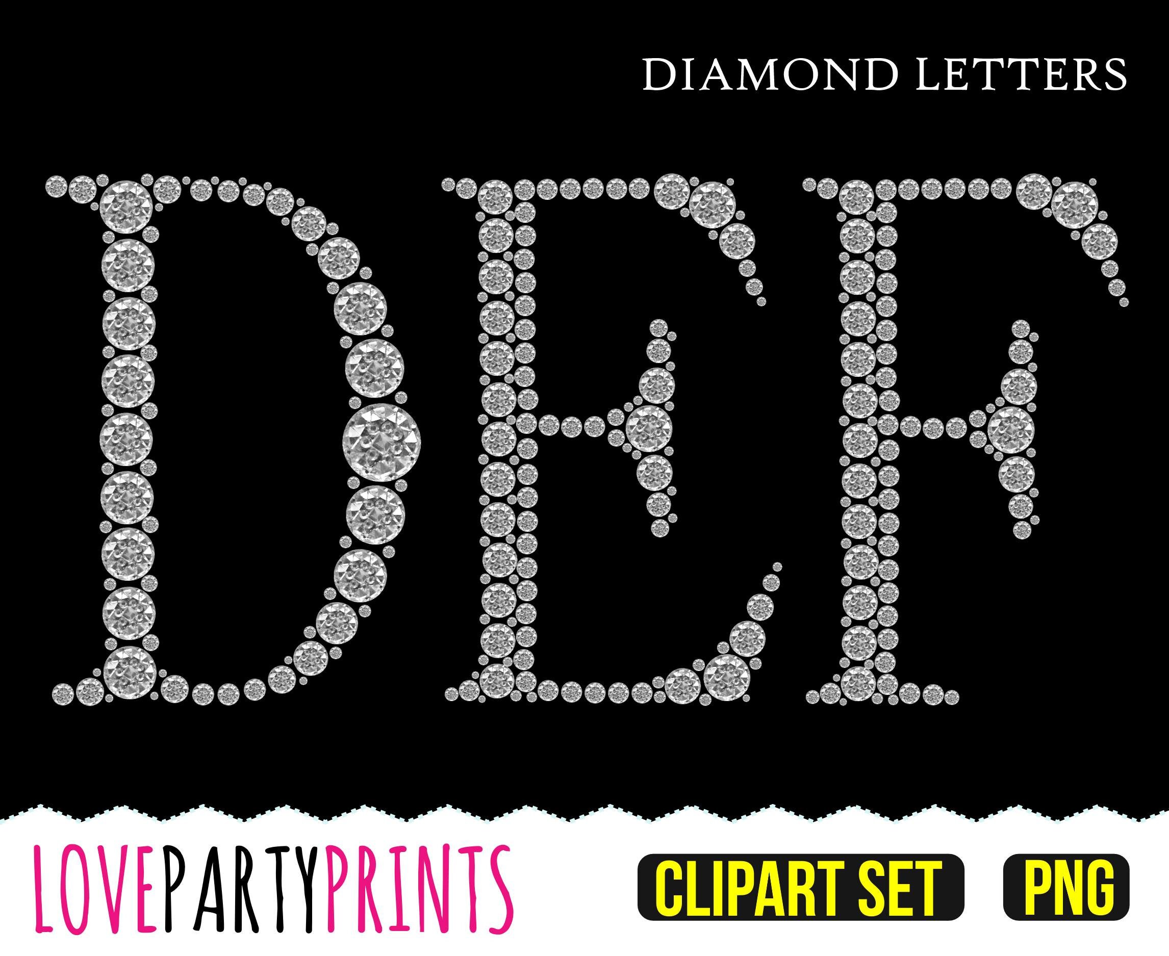 DIAMOND LETTERS PNG Files Full Diamond Alphabet 300dpi High - Etsy
