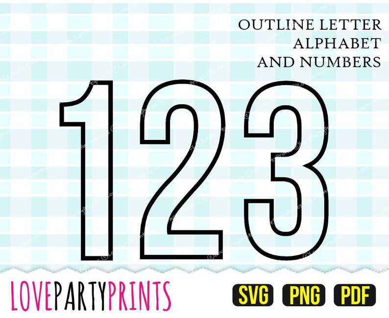 SKINNY Outline Letters and Numbers SVG Png and Pdf Files - Etsy