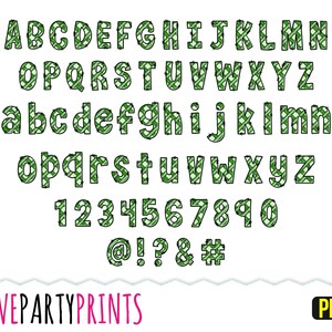 Paquete PNG de letras y números del Día de San Patricio, alfabeto en ...