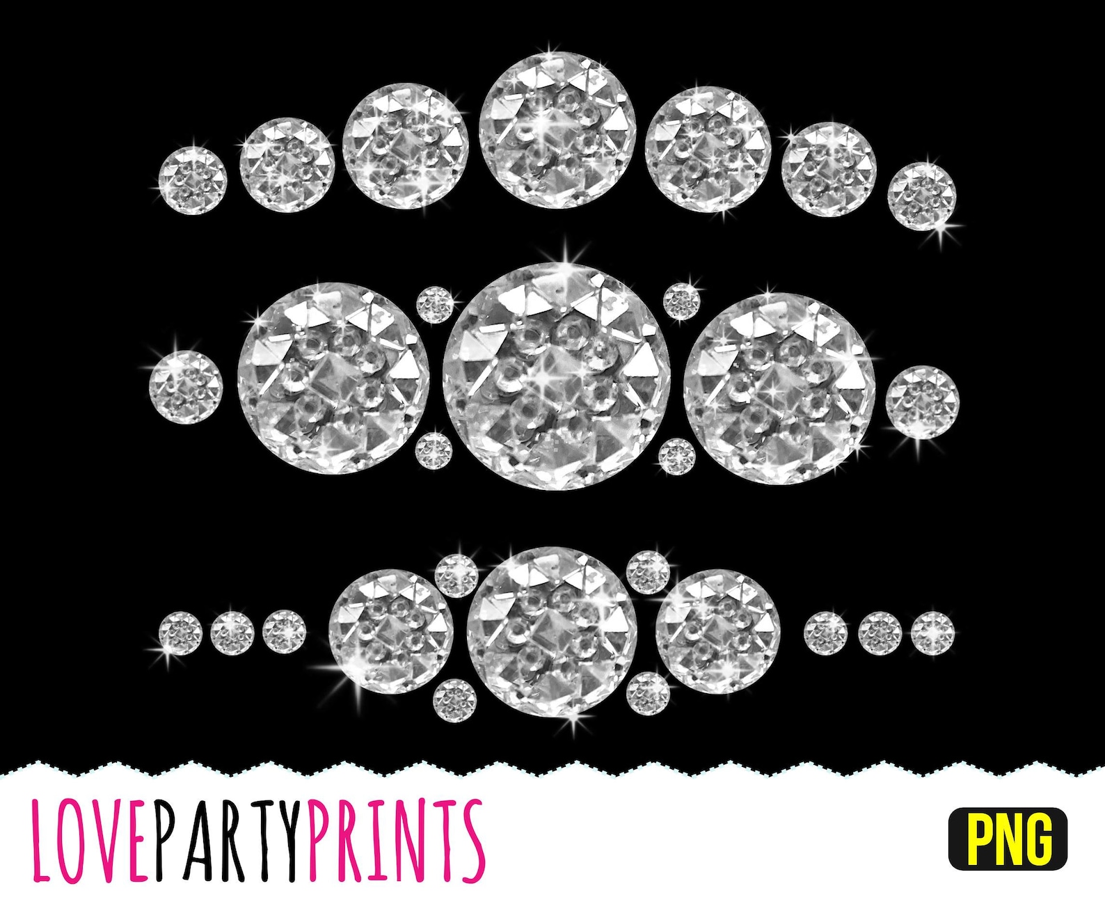 Diamond Borders Clipart, PNG Files, Diamond Confetti Clipart, Gems ...