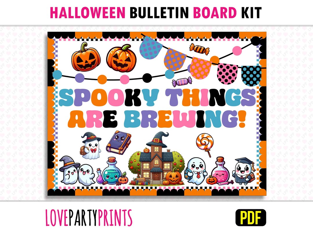 Spooky Bulletin Board Kit, Halloween Fall October Classroom Decor, Full ...