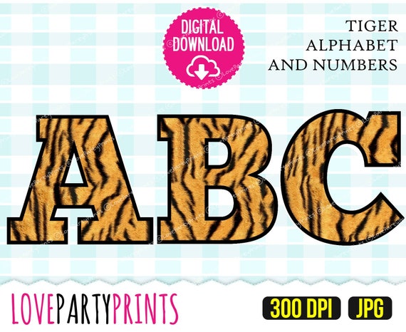 TIGER ALPHABET and Numbers Safari Party Printable JPG Files - Etsy