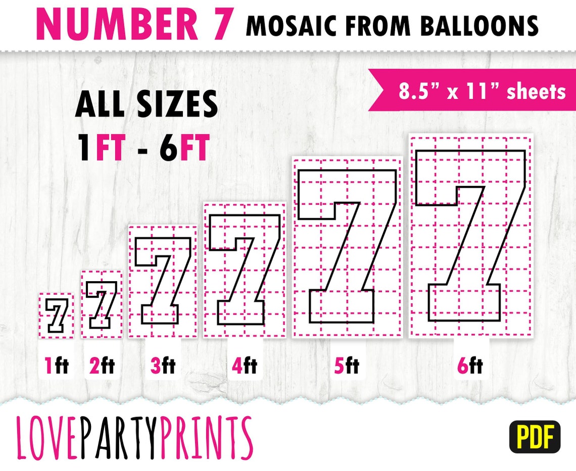 Square Number 7 Mosaic From Balloons 1ft 2ft 3ft 4ft - Etsy