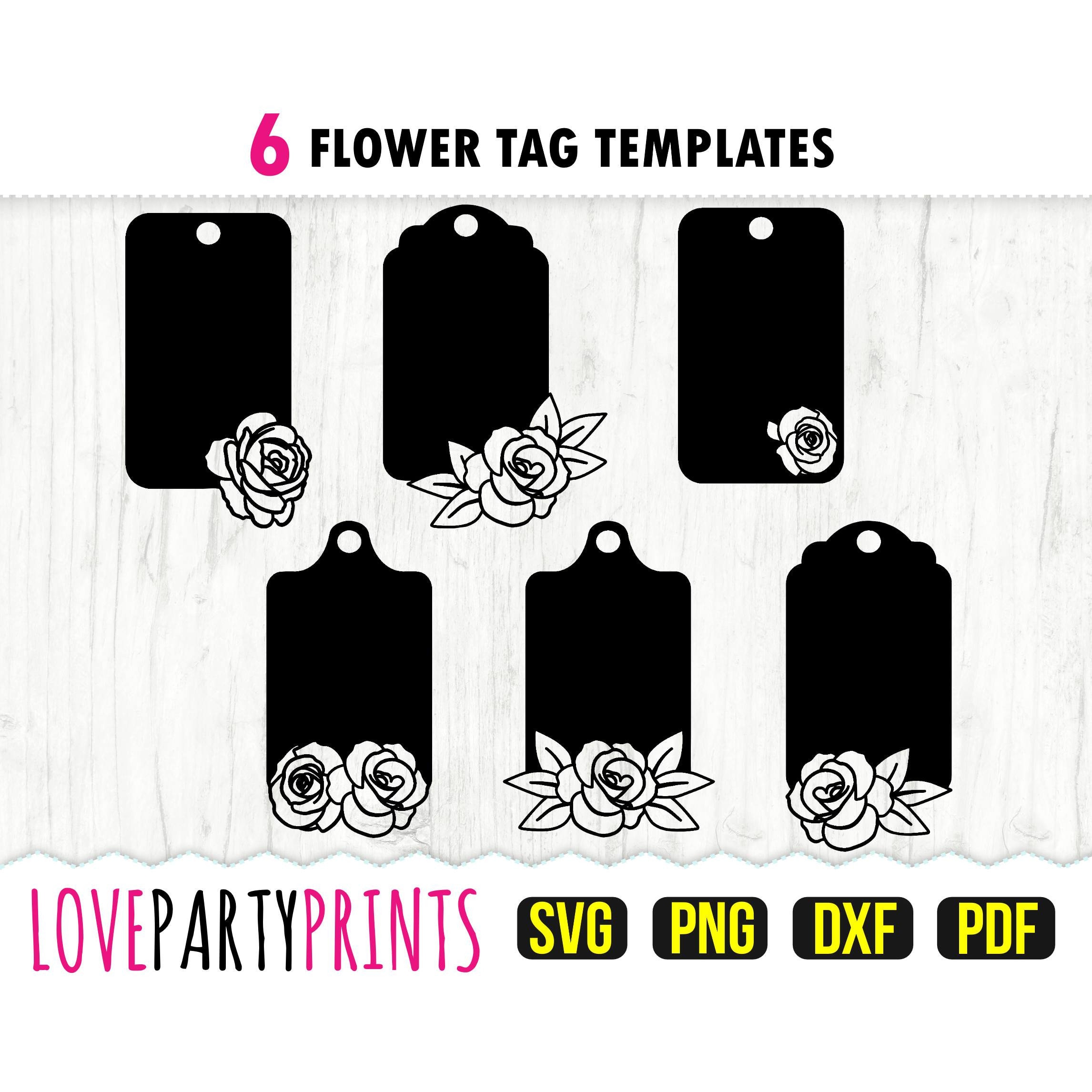 Flower Tags Svg, DXF, PNG, PDF, Tags Cut File, Gift Tag Svg, Wedding ...