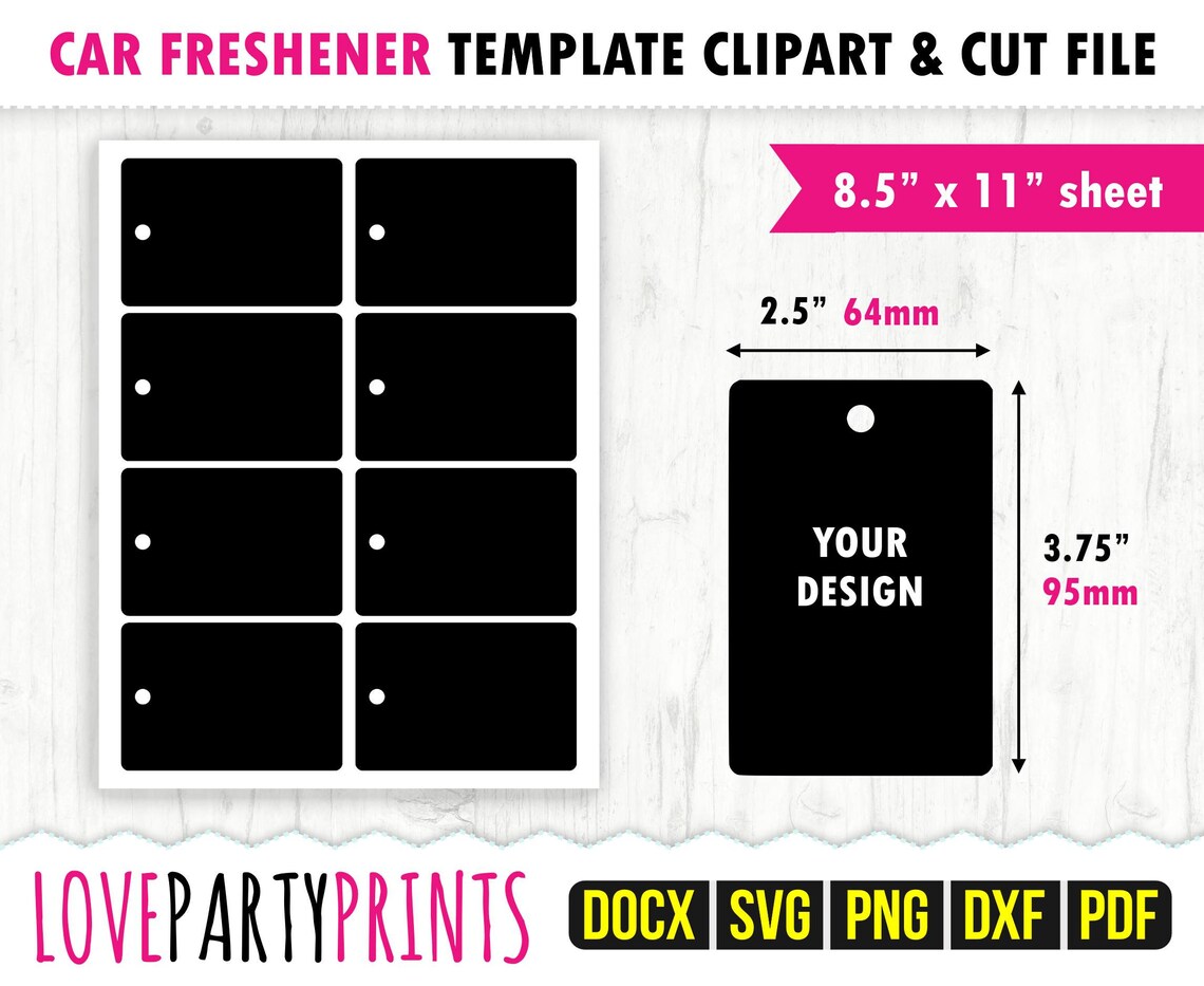 Car Freshener Template Svg, Pdf, Png, Dxf, 64x95mm Air Freshener ...