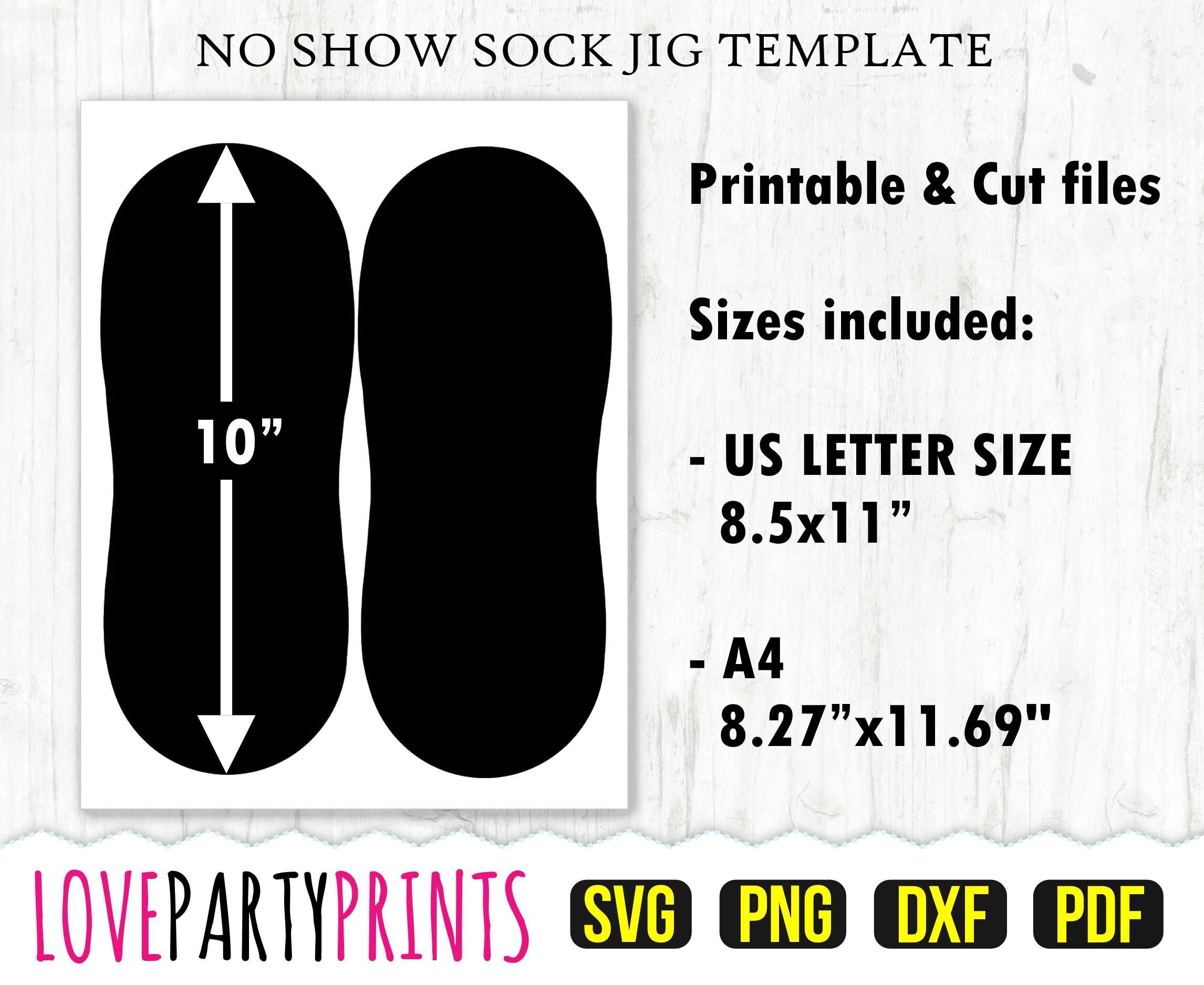 Sock Jig Template SVG, PDF, Png, Dxf, No Show Sock Jig Template, 10 ...
