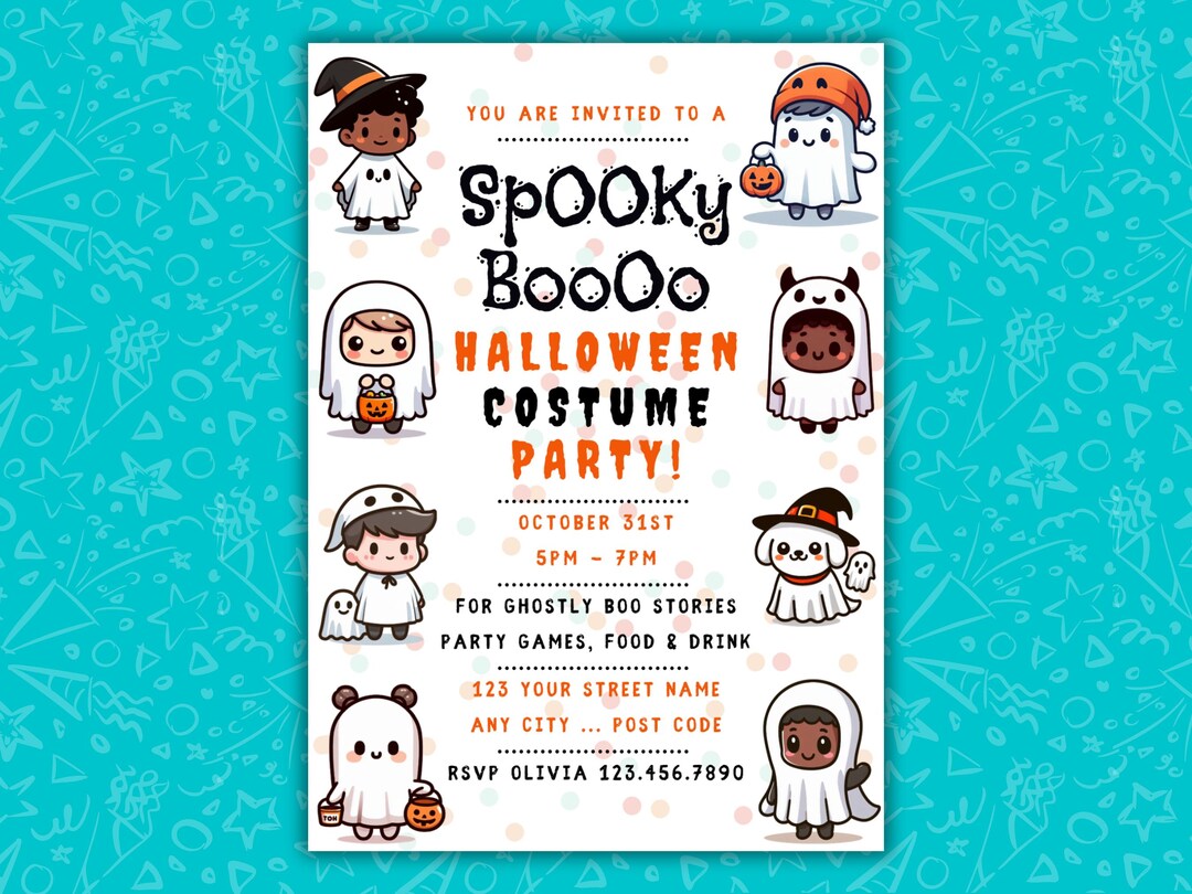 Editable Spooky Boo Invitation, Canva Text Template, 5x7 Inch and ...