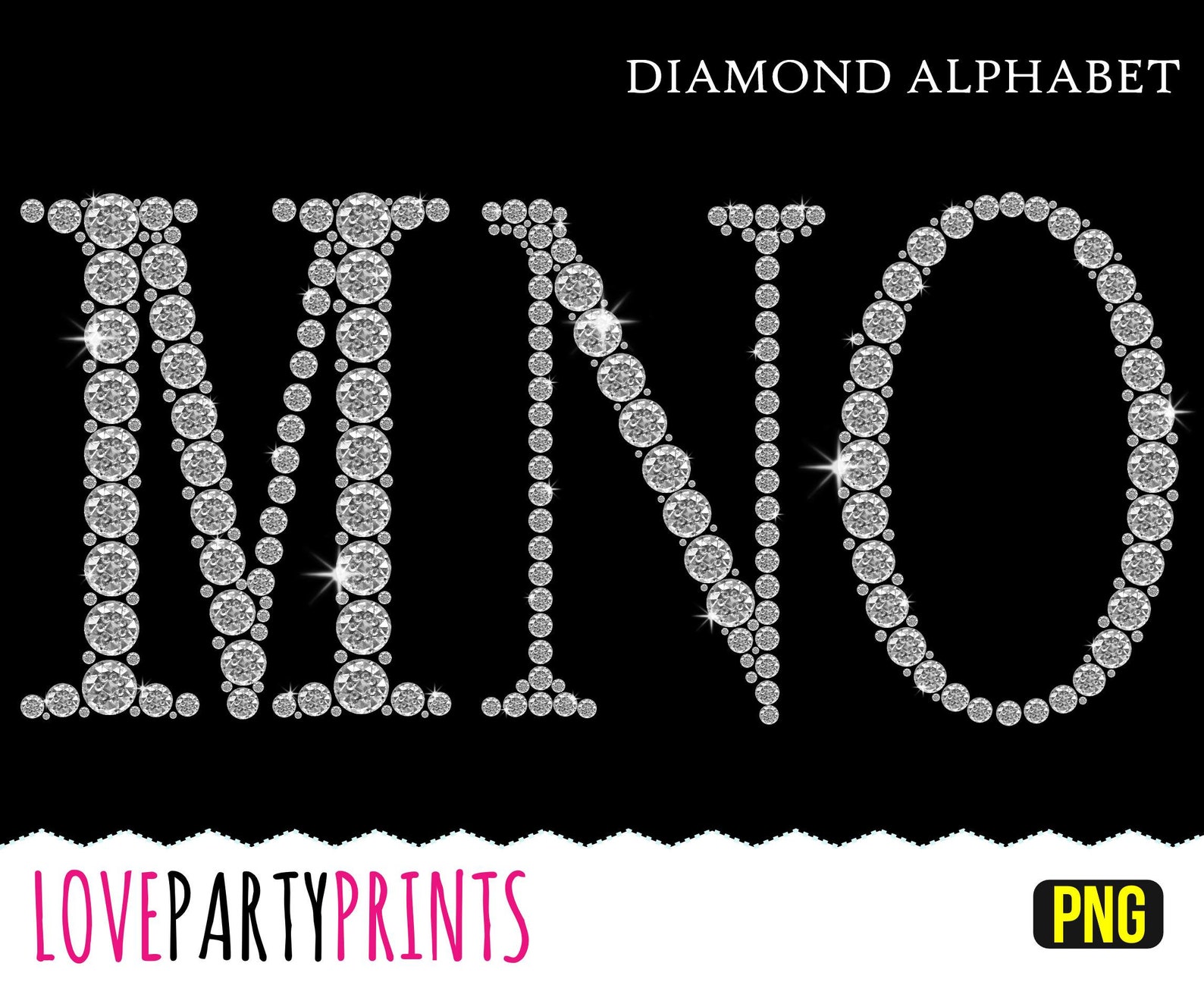 DIAMOND FONT PNG Files Full Diamond Alphabet 300dpi High - Etsy